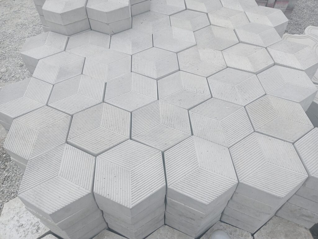 Grey 3D Hexagon Parking Cabros - QUALITY CONCRETE PRODUCTS