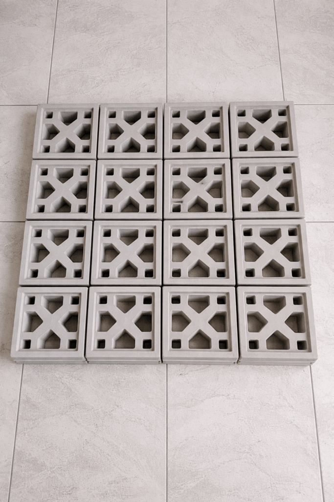 X‑Pattern 3D Vent Blocks 200mmx200mmx60mm - QUALITY CONCRETE PRODUCTS